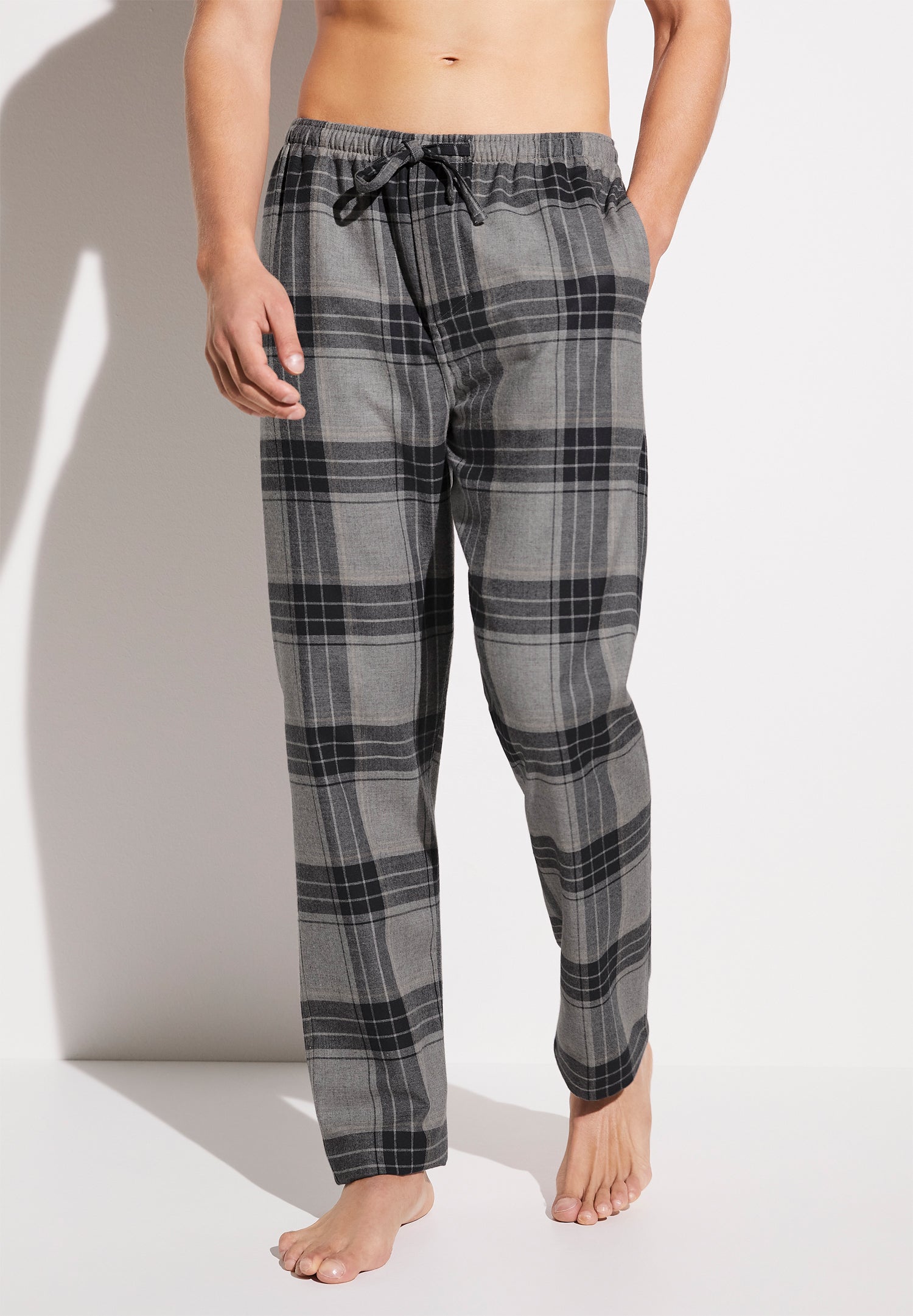 Cozy Flannel | Pants Long - grey check - Zimmerli of Switzerland (Schweiz)