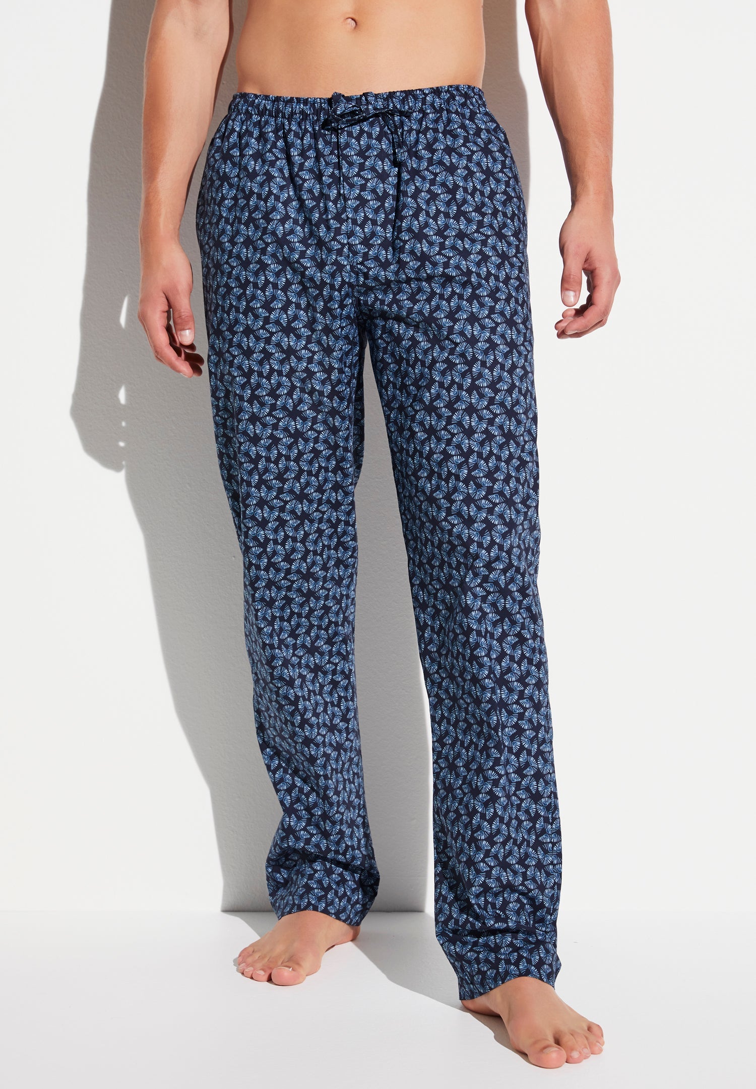 Cotton Poplin Print | Hose lang - blue - Zimmerli of Switzerland (Schweiz)