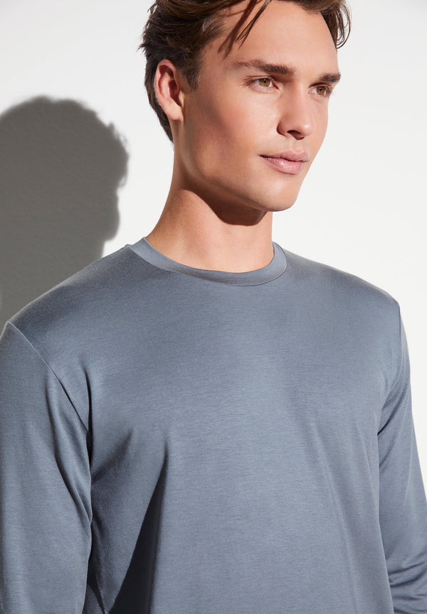 Cozy Comfort | Pyjama lang - steel blue - Zimmerli of Switzerland