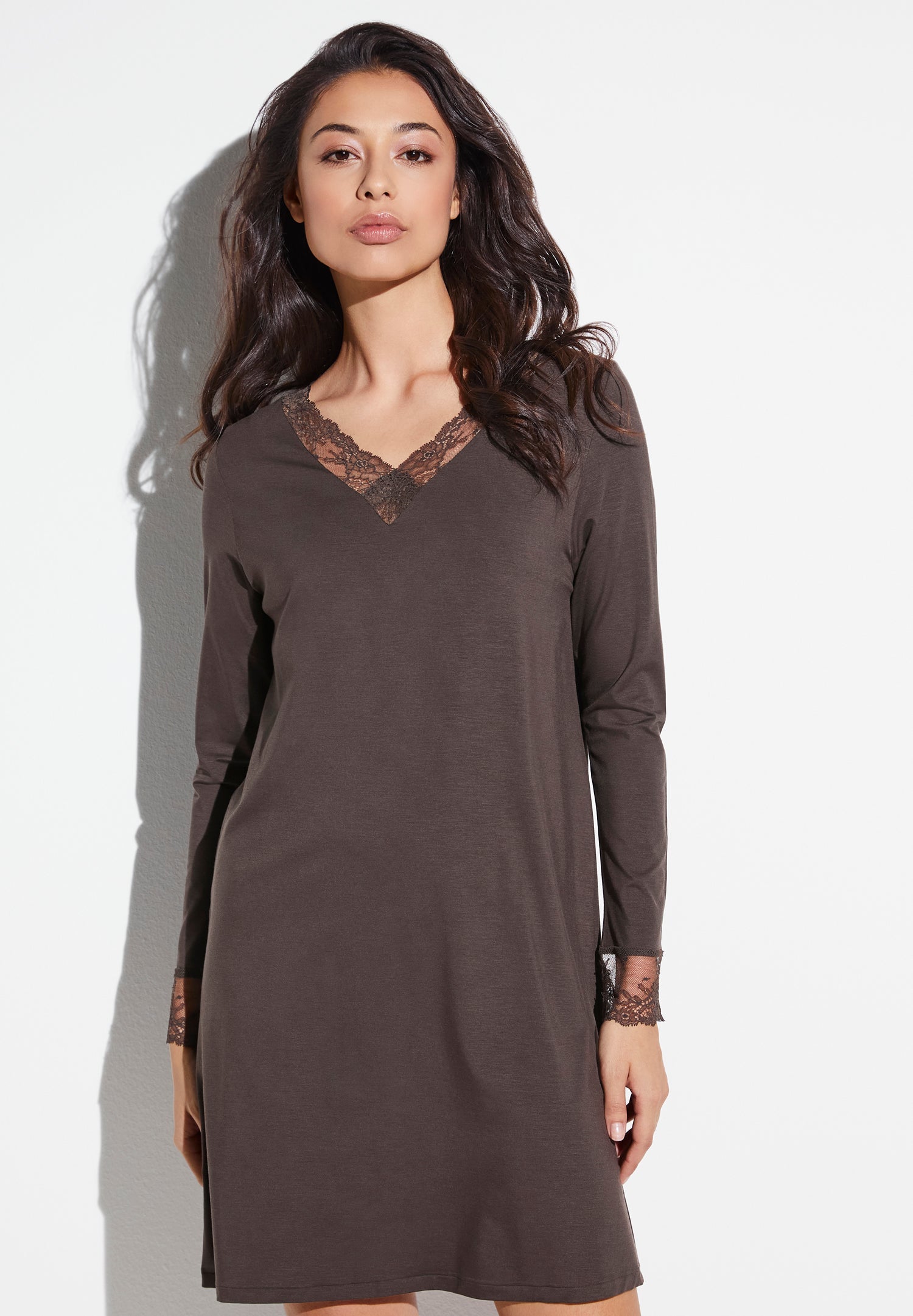 Sensual Fashion | Sleepshirt langarm - black olive - Zimmerli of ...