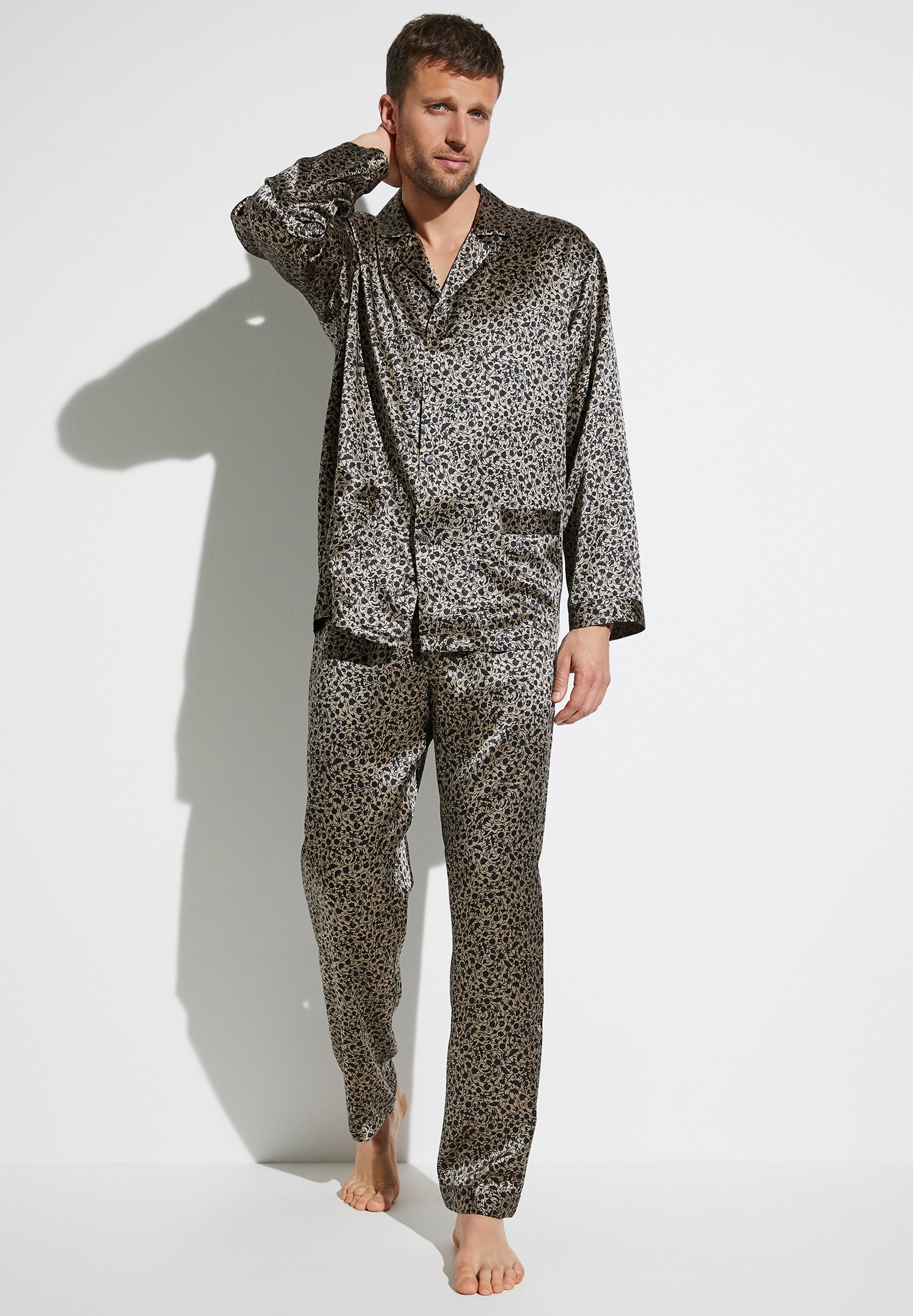 Silk Nightwear | Pyjama Long - brown-black - Zimmerli of Switzerland ...