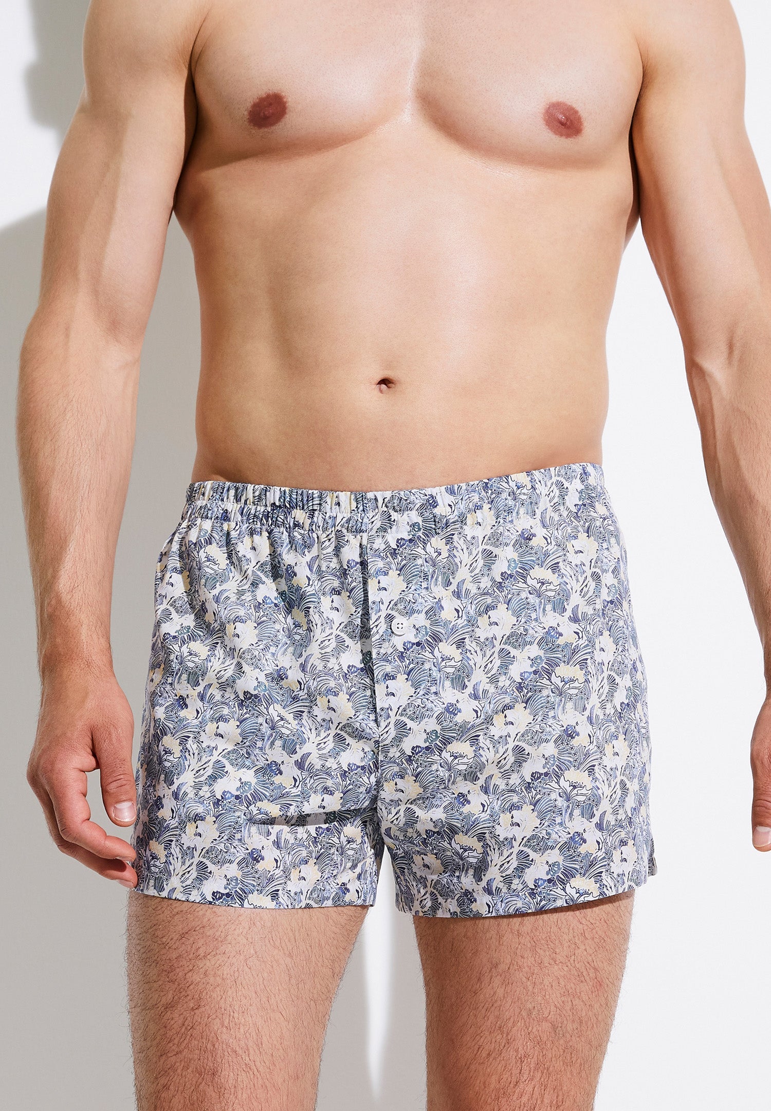 Cotton Voile Print | Boxer Shorts - yellow-blue - Zimmerli of ...
